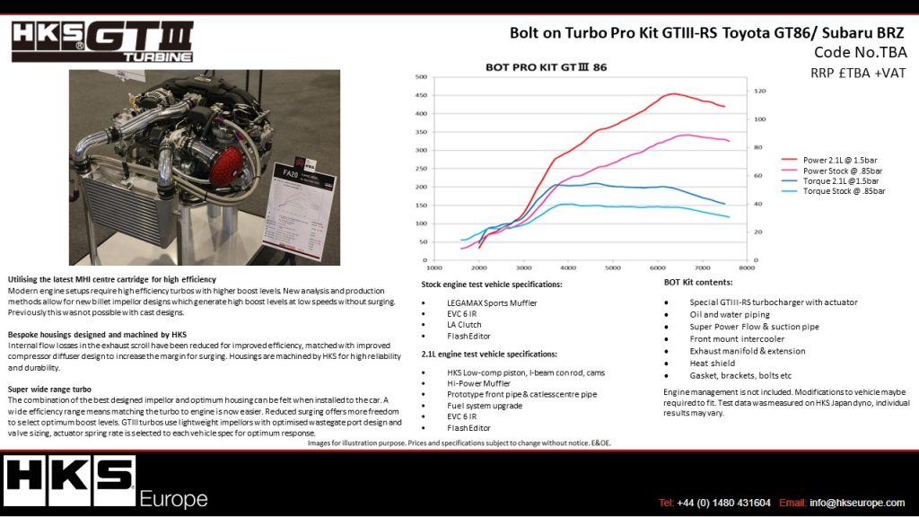 Toyota GT86 & Subaru BRZ GTIII-RS Bolt on Turbo kit Coming Soon! - HKS Europe